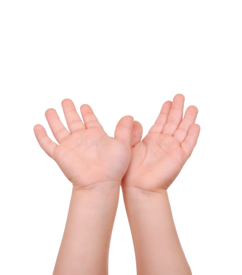 Children's Hands Palms Upwards On White Stock Image - Image: 12389621