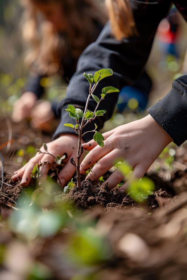 Children& X27;s Hands Planting Sapling Stock Illustration ...