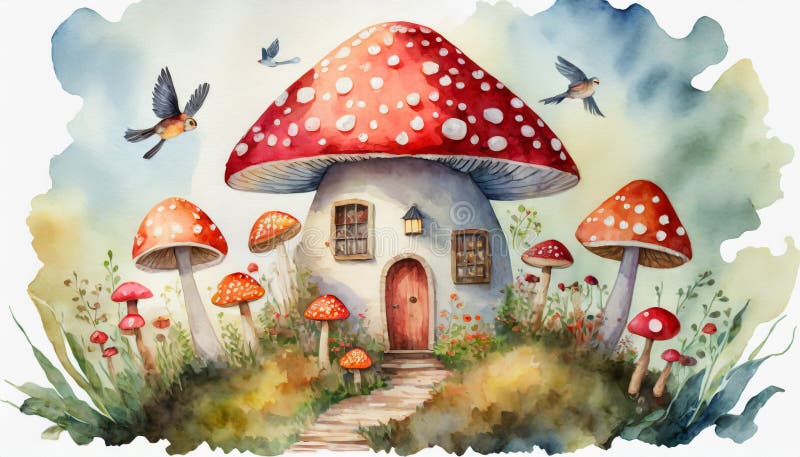 Children S Illustration of a Toadstool House Stock Illustration ...