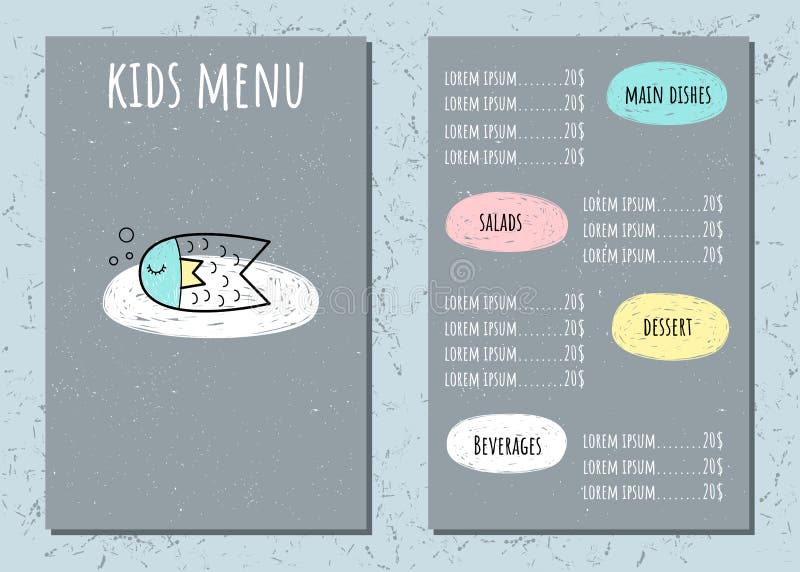 Children`s Menu in a Hand-drawn Style. Cross-zero. Lemonade Stock ...