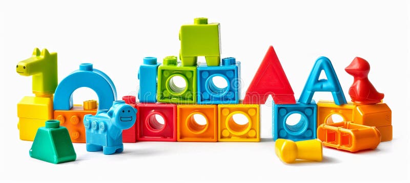 Children S Multi-colored Construction Set on White Background Stock ...