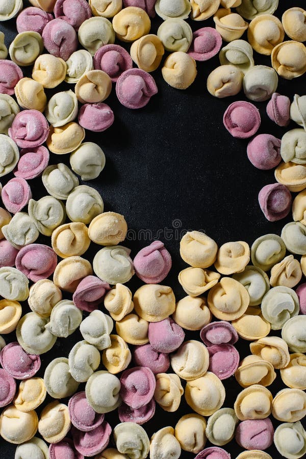 Children`s Multicolored Handmade Dumplings Close-up with Space for Logo ...