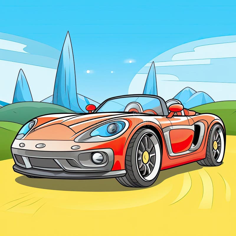 Children S Multicolored Illustration of a Car Stock Illustration ...