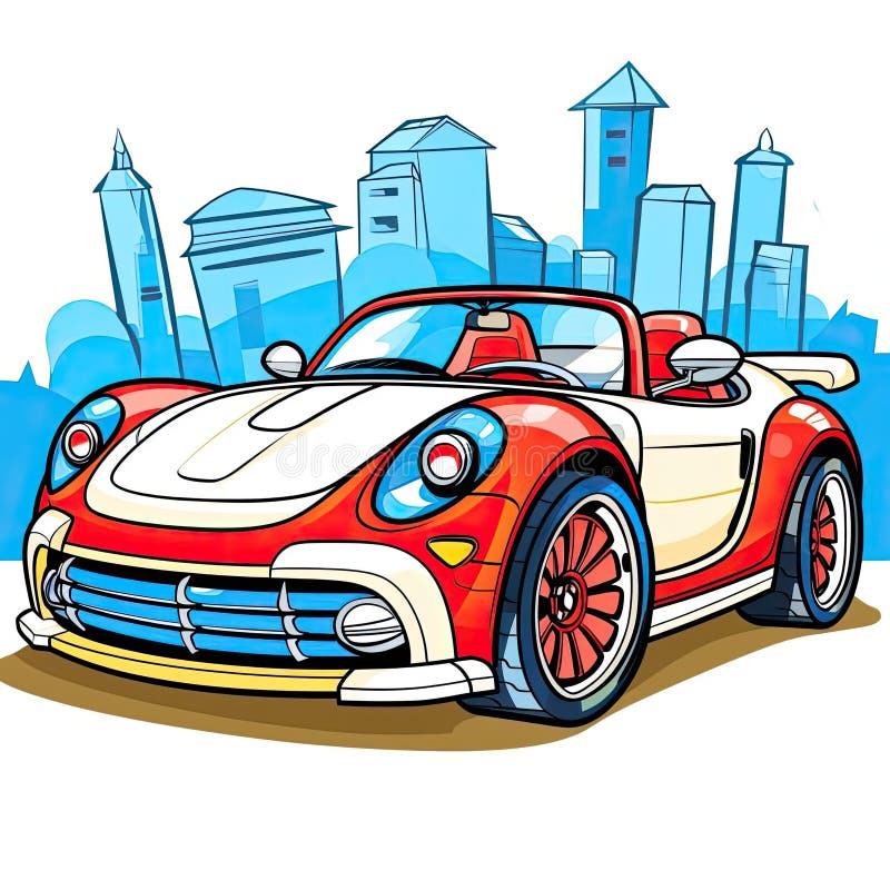Children S Multicolored Illustration of a Car Stock Illustration ...