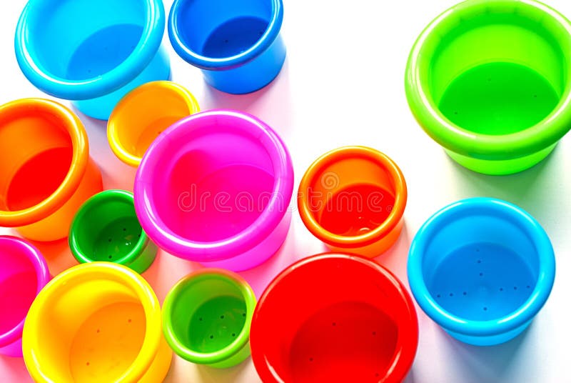 Children`s plastic cups stock photo. Image of fantasy - 180373246