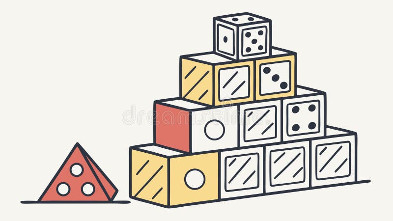 Children S Play Elements: Building Blocks, Dice, Triangle Shapes ...