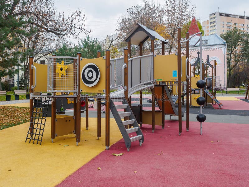 Children`s Play Town in the Park in the Fall. Stock Photo - Image of ...