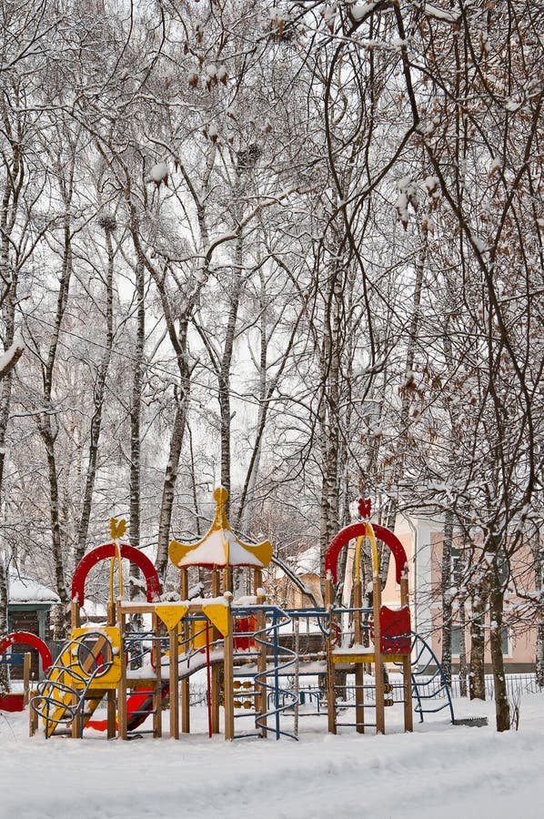 Playground in winter stock photo. Image of colour, leisure - 8218340