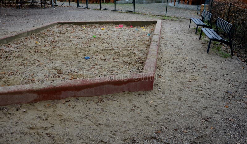 Children S Playground Diamond-shaped Sandbox with a Curb Stock Image ...