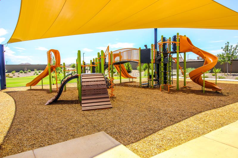 Children S Playground Equipment at Local Park Stock Photo - Image of ...