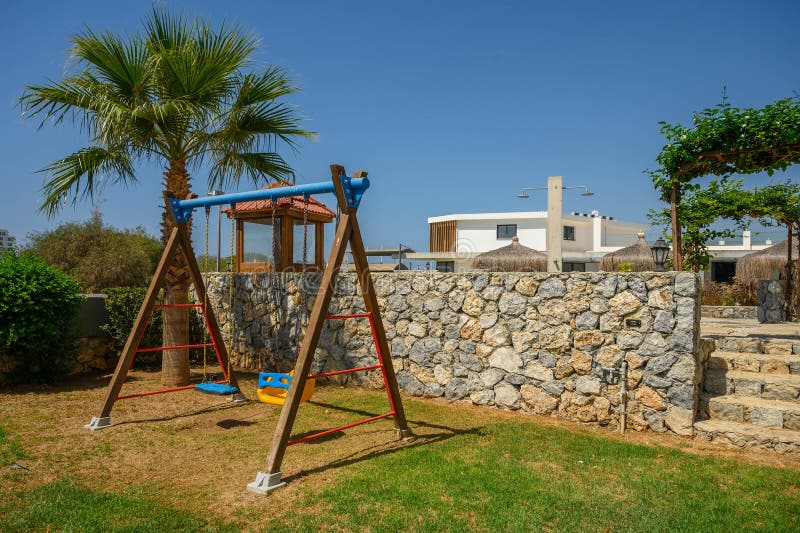 Children S Playground Near the Pool in Cyprus Stock Photo - Image of ...