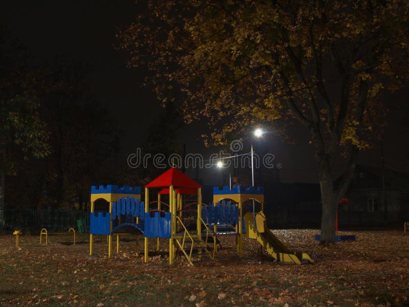 Children S Playground at Night Stock Photo - Image of night, laughter ...