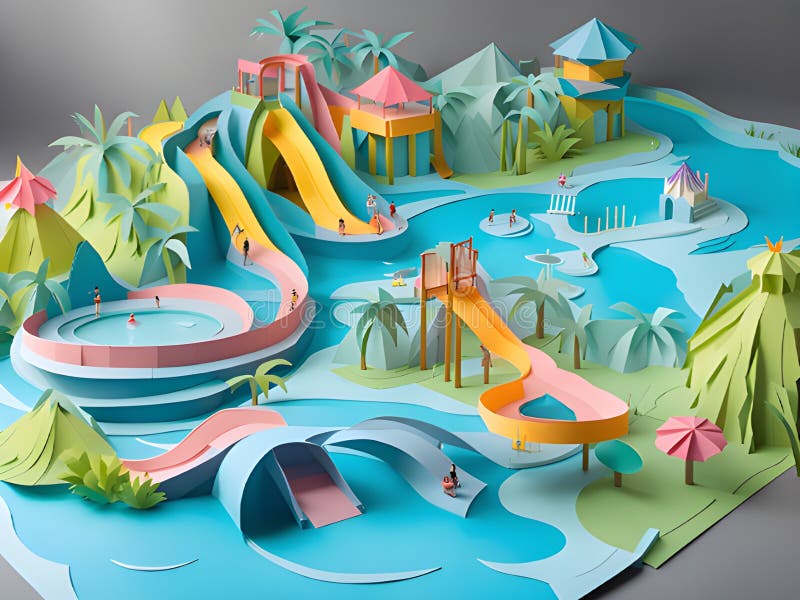 Children S Playground in a Park. 3d Rendering, Paper Cut, Ai Generated ...