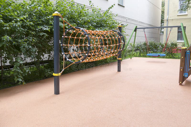 Children`s Playground with Rope Equipment. Functional Trainer Made of ...