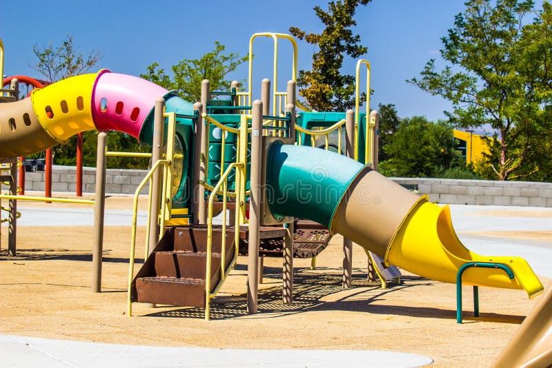Children`s Playground Set stock photo. Image of trees - 98697092