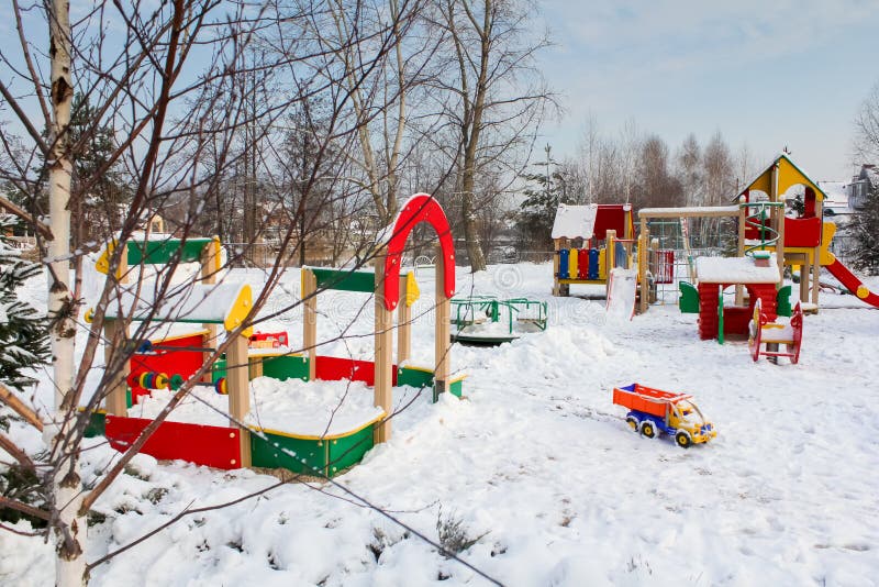 Children`s Playground in the Snow Editorial Image - Image of covid ...