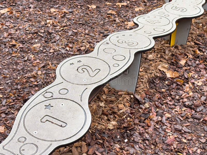 Children S Playground Stepping Stones with Numbers on Wood Chips ...