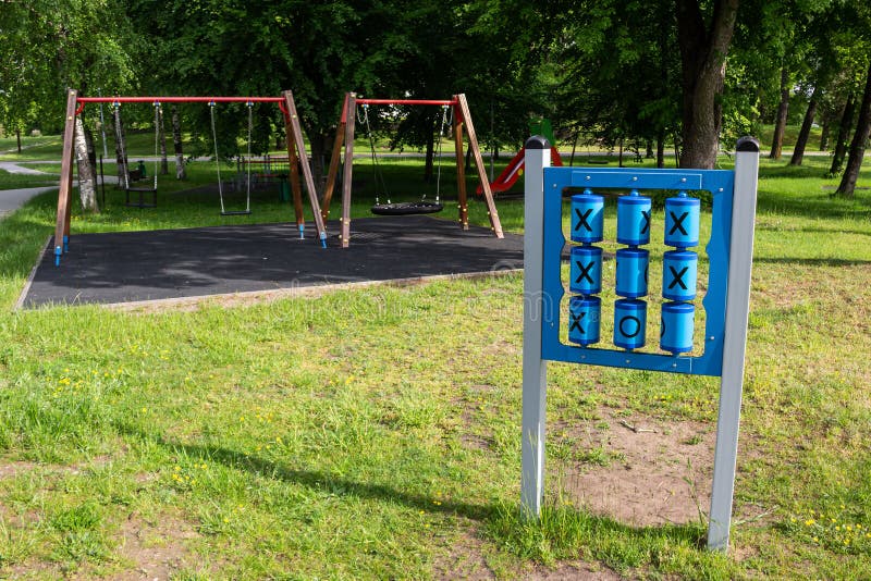 Children`s Playground with Tic Tac Toe Game in Summer Day Stock Photo ...
