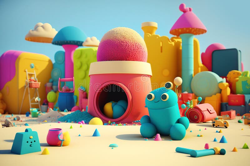 Children S Playground with Toys AI Generated Stock Illustration ...