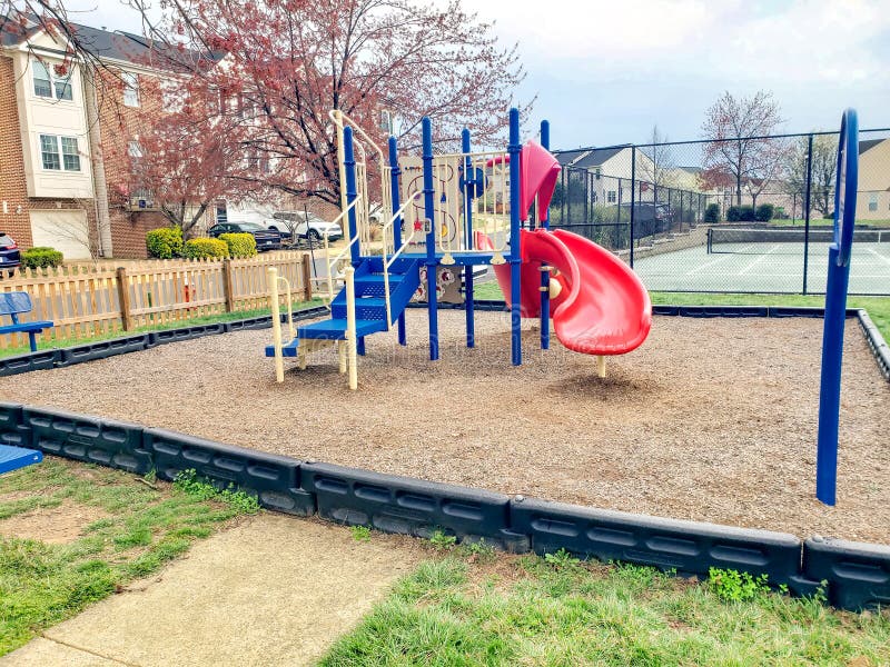 Children S Playground in the Urban Community. Soft Surface Made of ...