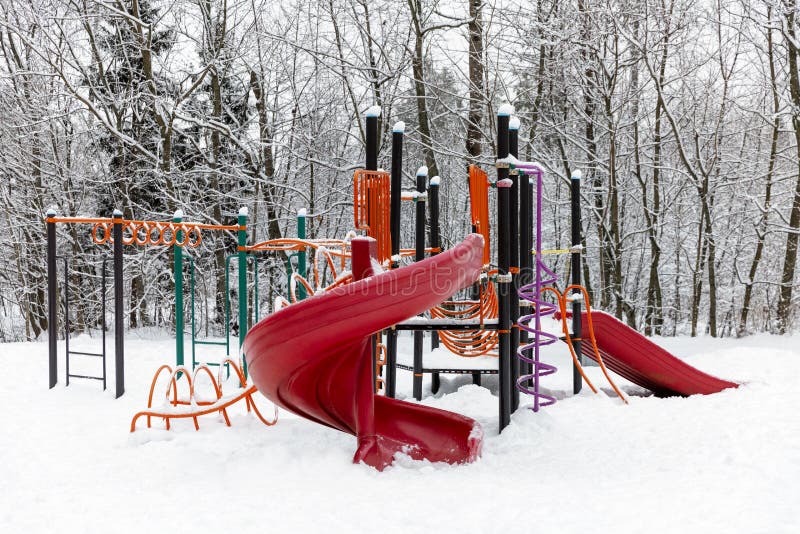 Children`s Playground in the Winter Forest. Activity and Development ...