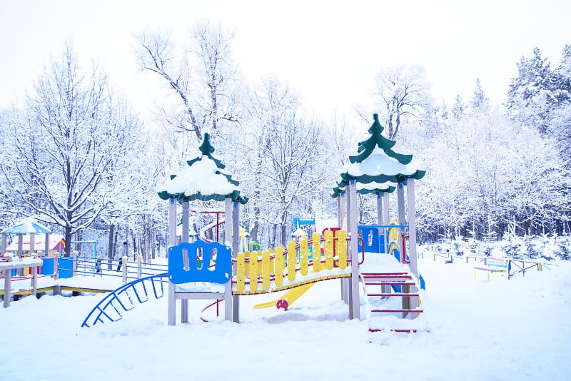 Playground in winter stock photo. Image of colour, leisure - 8218340