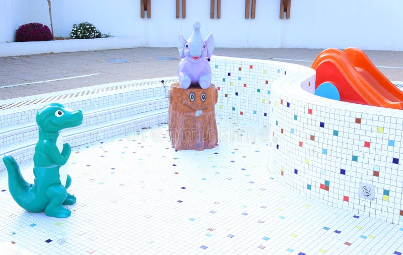 Children pool drained stock photo. Image of elephant - 79742054