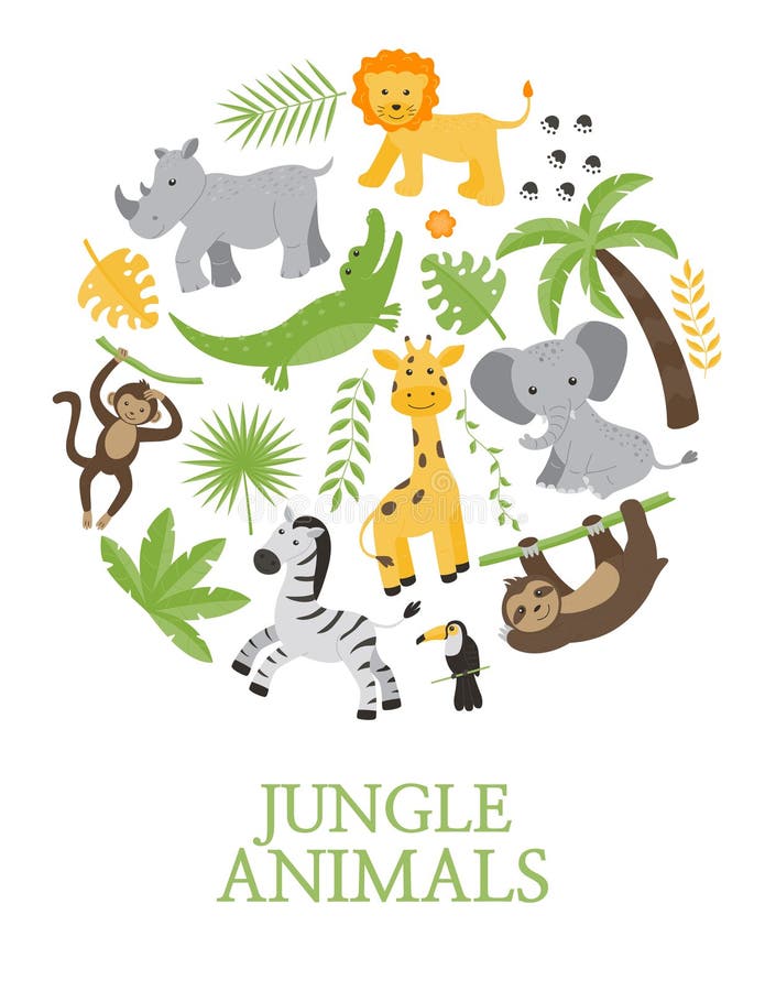 Jungle Animals Circle Stock Illustrations – 714 Jungle Animals Circle ...