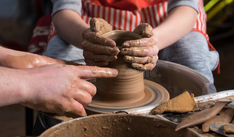 Children`s pottery studio stock photo. Image of learning - 136929058