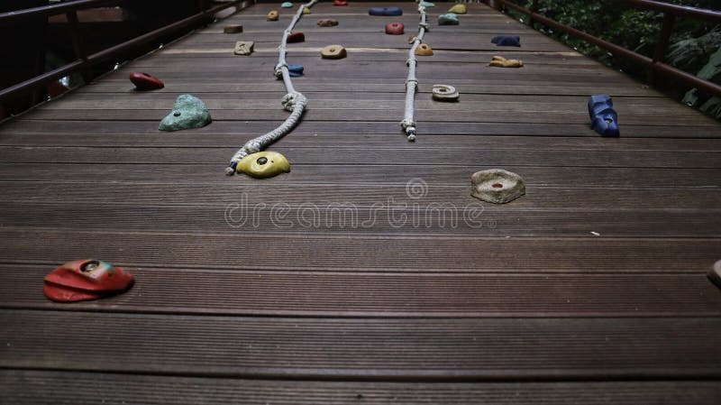 The Children S Rock Climbing Wall in the Playground Stock Photo - Image ...