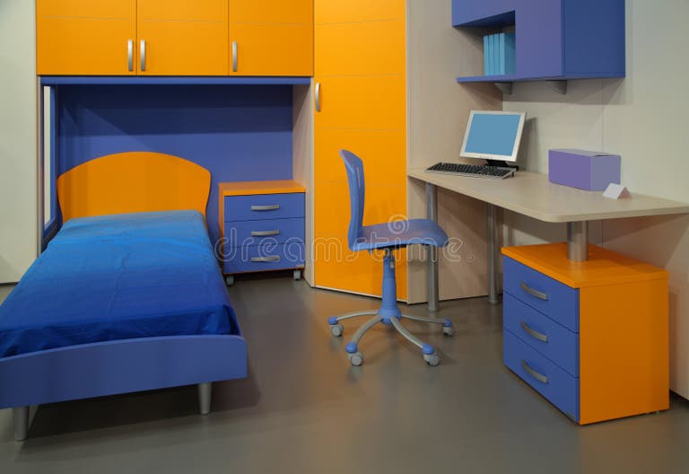 Children S Room with Computer Stock Image - Image of design, closet ...