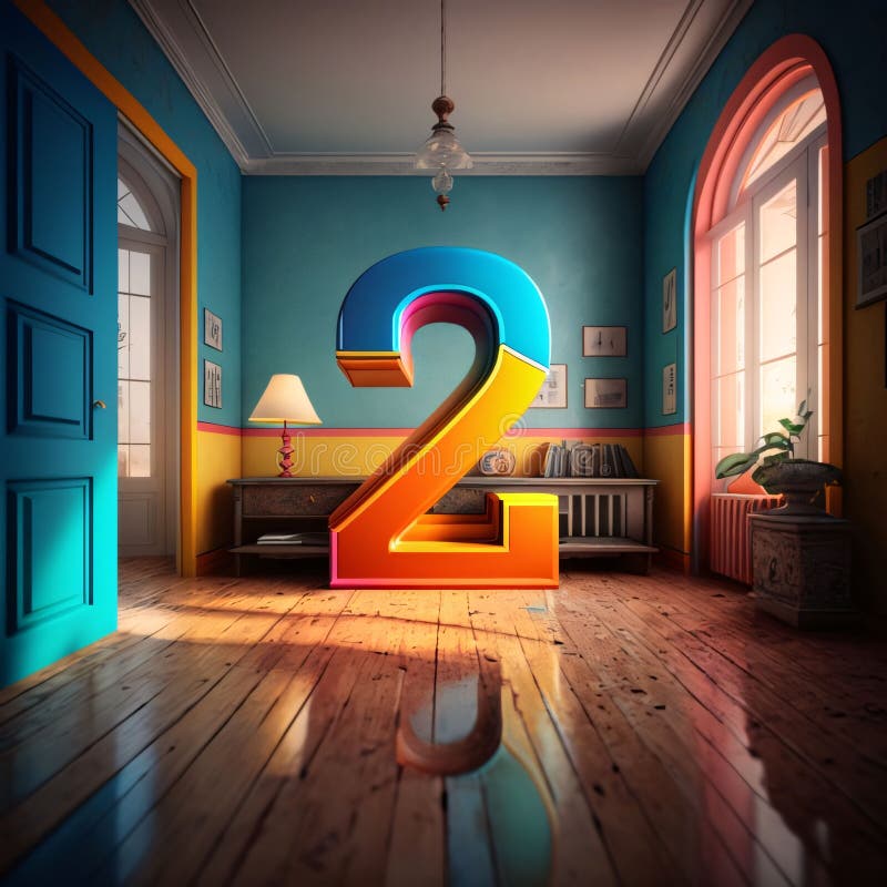 Children S Room with a Children S Drawing of Two Numbers. 3D Rendering ...