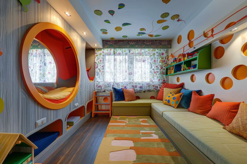 Children S Room with a Play Area. Stock Illustration - Illustration of ...