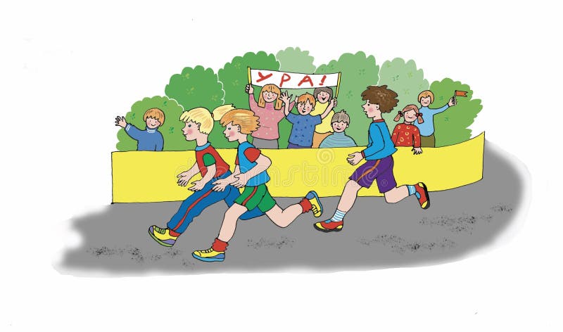 Children S Run a Marathon , Cartoon Illustration Stock Illustration ...