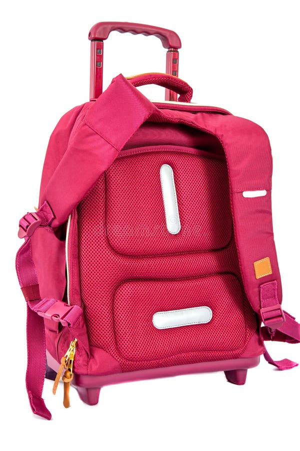 Children S School Trolley Bag Red Color Stock Image - Image of portrait ...