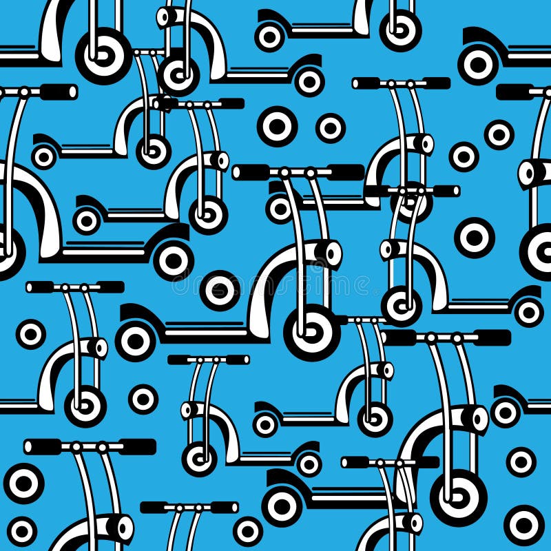 Children S Scooter of Seamless Pattern Stock Vector - Illustration of ...