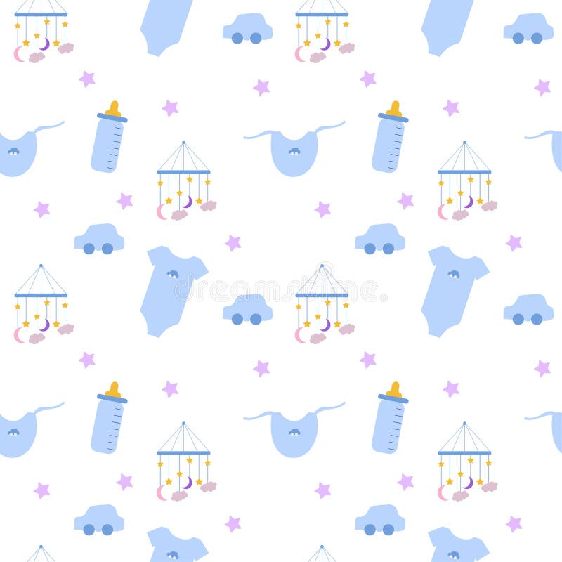 Children S Seamless Pattern for Boys with Blue Objects, with Round ...