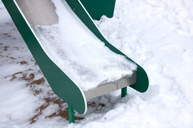 Children S Slide in the Snow Close Up Stock Photo - Image of winter ...