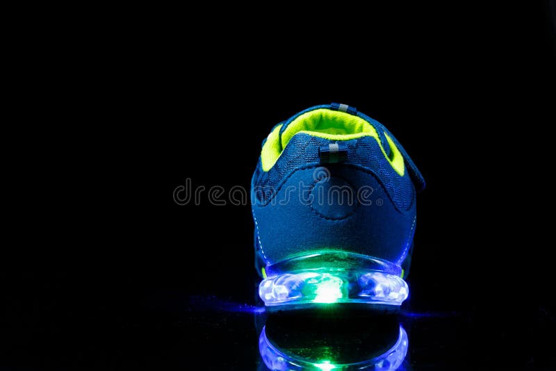Children`s Sneaker Shoe with Led Light Illumination Stock Photo - Image ...