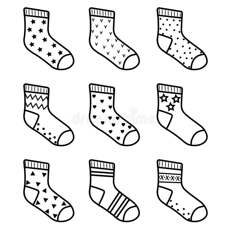 Children S Socks, Black Outline, Vector Isolated Illustration Stock ...
