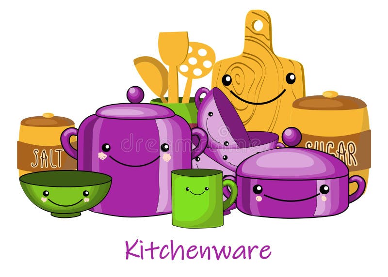 Tableware Objects Cartoon Illustration Stock Vector - Illustration of ...