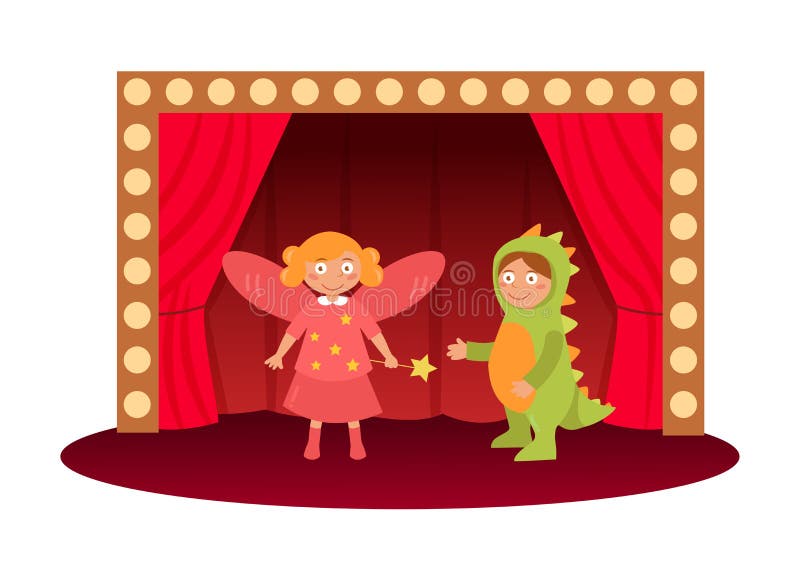 Children`s Theatrical Performance Vector. Cartoon. Isolated Art on ...