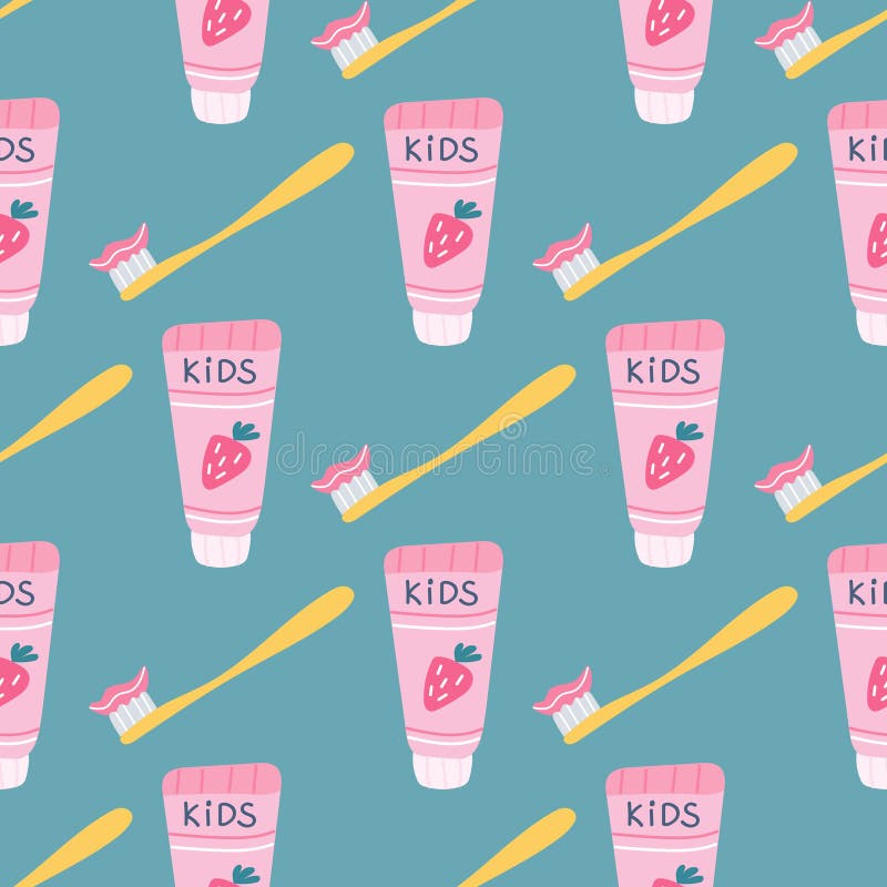 Children S Toothpaste with Strawberries and a Toothbrush on a Green ...