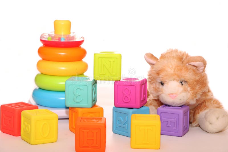 Children`s Toys, Colorful Plastic Bricks at the Table. Children`s ...