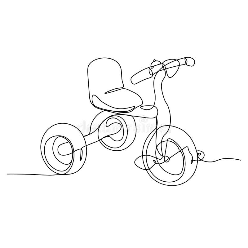 Children`s Tricycle. a Continuous Line Stock Vector - Illustration of ...