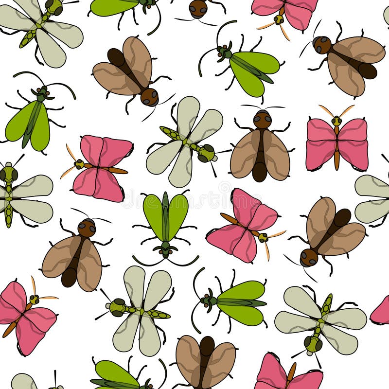 Children S Vector Repeating Pattern with Insects for Decoration Stock ...