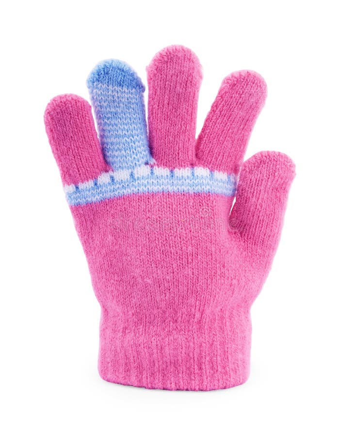 Children`s Woolen Patterned Knitted Mittens Isolated on White Stock ...