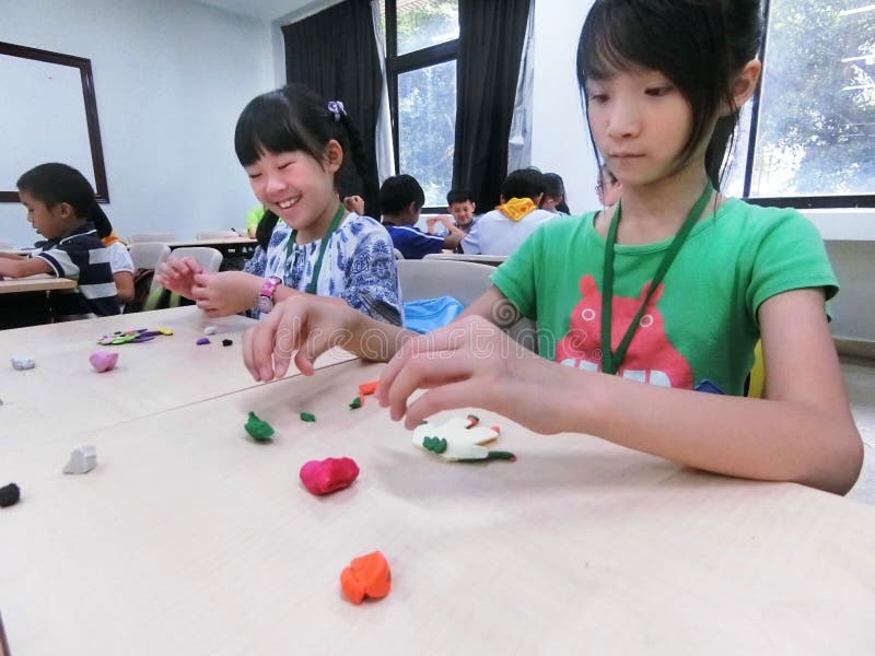 Children`s workshop stock image. Image of making, table - 96793023
