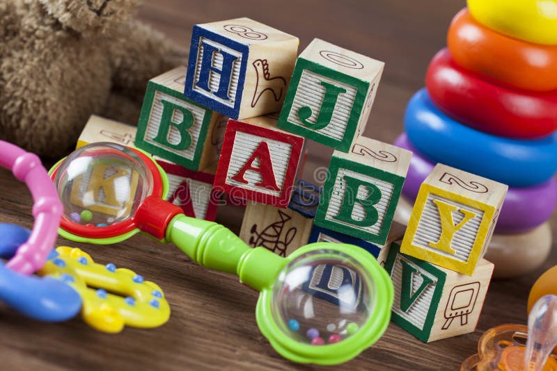 Children`s World Toy on a Wooden Background. Stock Image - Image of ...
