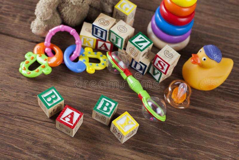 Children`s World Toy on a Wooden Background. Stock Photo - Image of ...